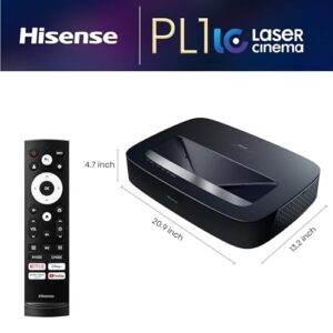 Hisense PL1 Ultra Short Throw Home Theater Smart Projector, 80"-120", 4K UHD, Dolby Vision & Atmos, HDR10, Google TV, Netflix, 2200 ANSI Lumens