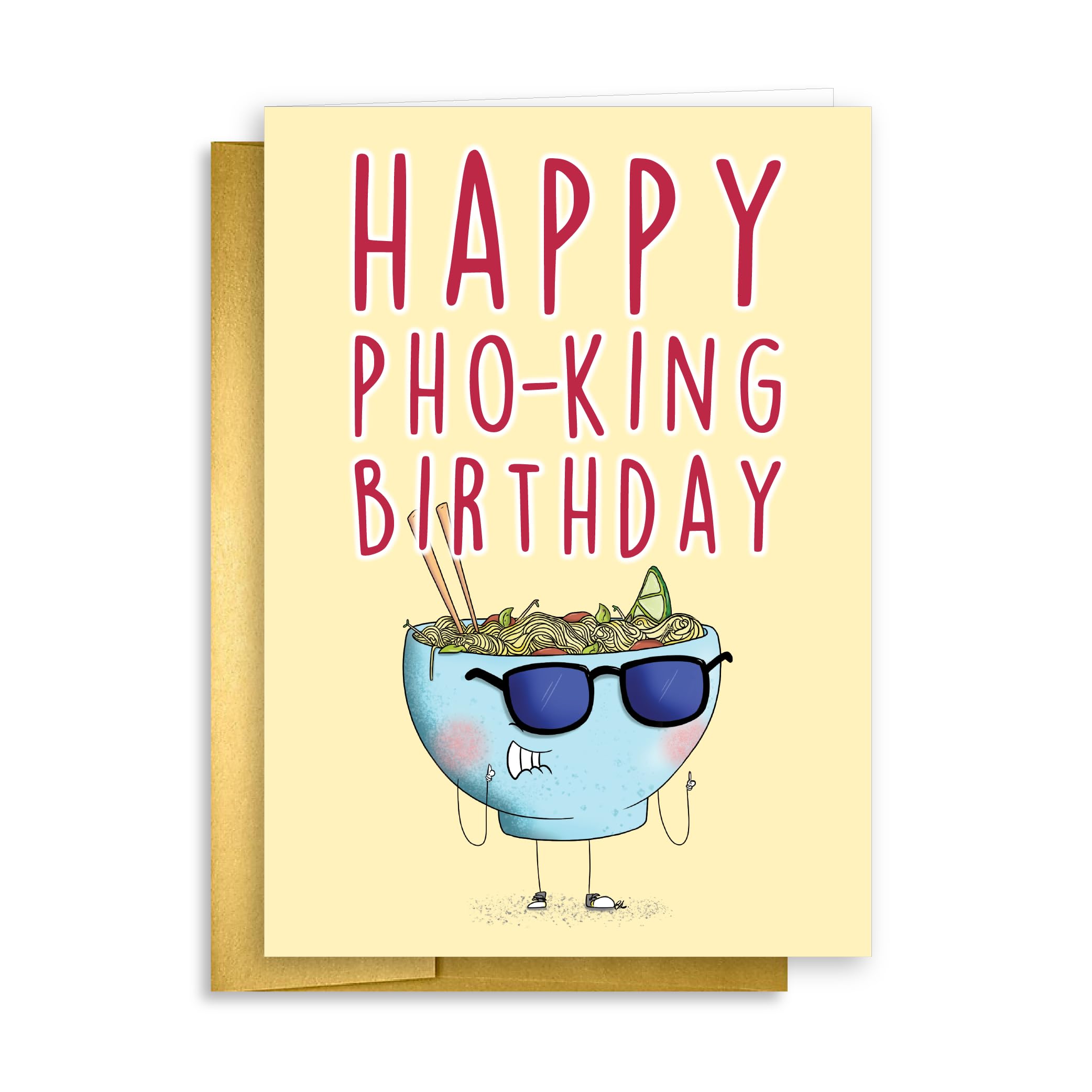 The Letter Bee - Pho Birthday Card, Food Pun Birthday Card, Funny Birthday Card, Funny Brithday Card for Friends, Happy Birthday Card from Him or Her, Funny Card, Pho Card, Ramen Card (Pho)