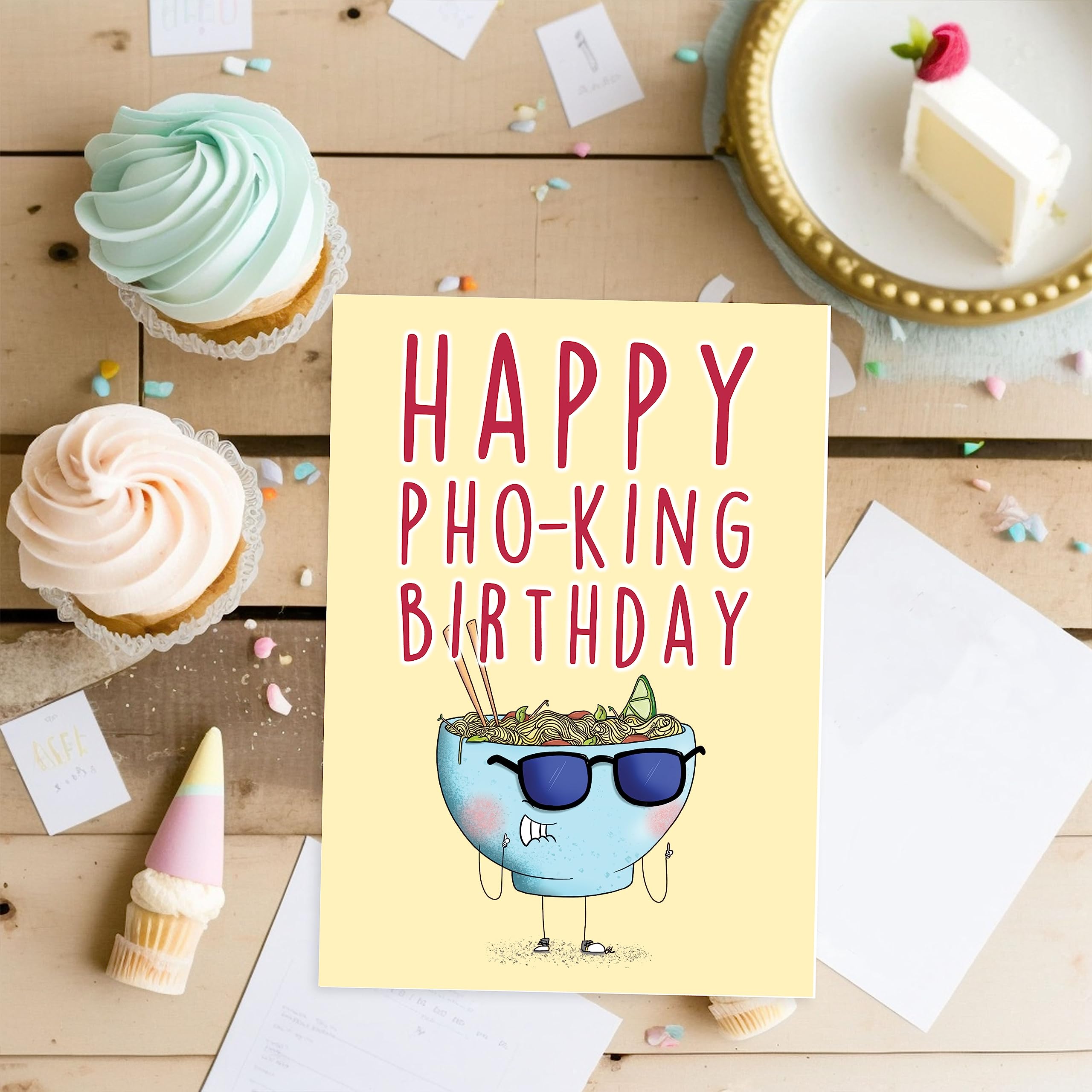 The Letter Bee - Pho Birthday Card, Food Pun Birthday Card, Funny Birthday Card, Funny Brithday Card for Friends, Happy Birthday Card from Him or Her, Funny Card, Pho Card, Ramen Card (Pho)