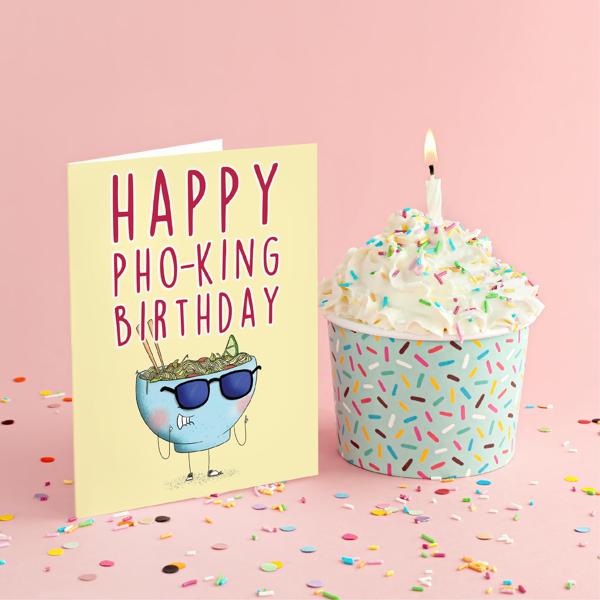 The Letter Bee - Pho Birthday Card, Food Pun Birthday Card, Funny Birthday Card, Funny Brithday Card for Friends, Happy Birthday Card from Him or Her, Funny Card, Pho Card, Ramen Card (Pho)