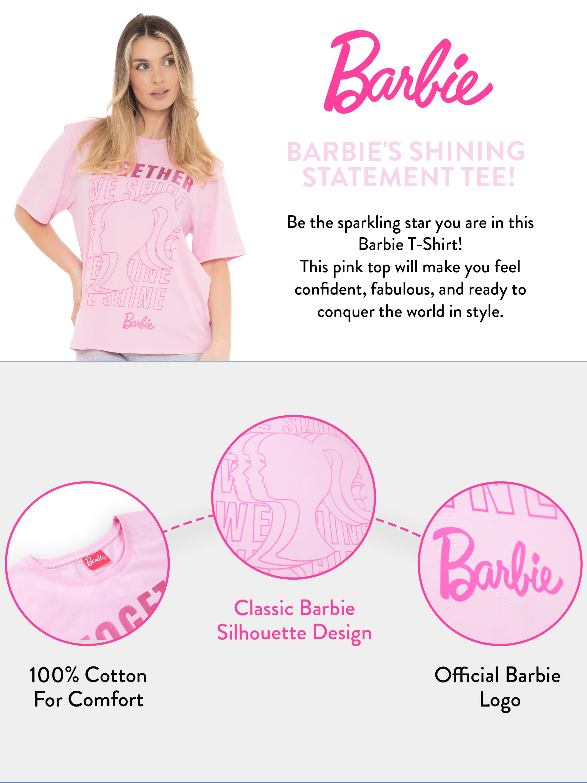 Barbie T Shirt Women Cotton Ladies Tshirt | Womens Summer Clothes | Pink L