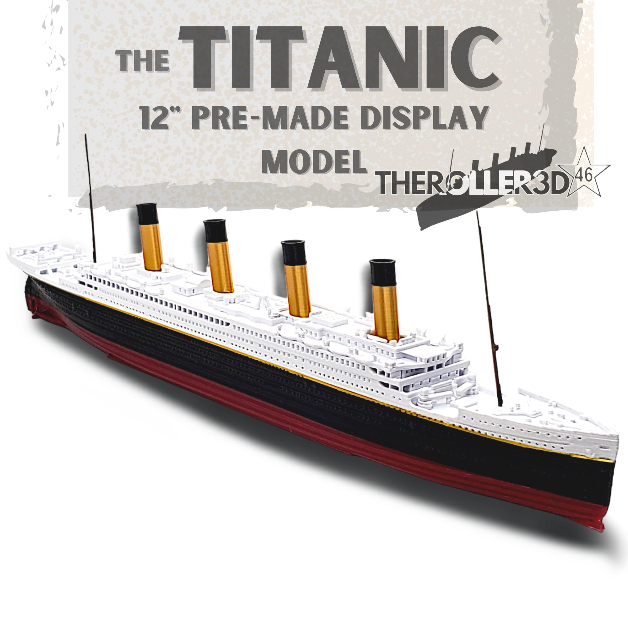 TheRoller3d RMS Titanic Model Ship 1 Ft Long Assembled, Historically Accurate Titanic Replicas