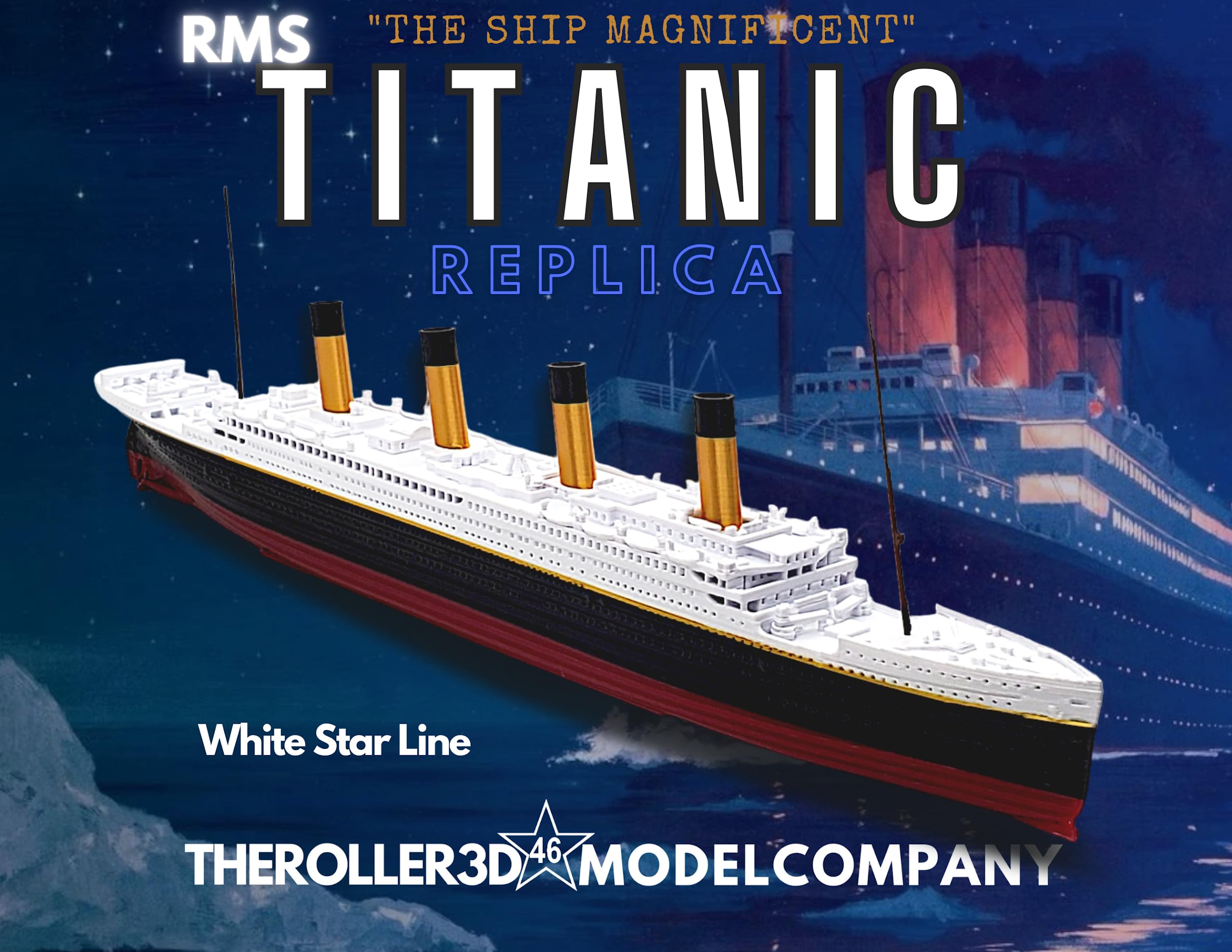 TheRoller3d RMS Titanic Model Ship 1 Ft Long Assembled, Historically Accurate Titanic Replicas