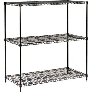 Nexel Black Epoxy, 3 Tier, Wire Shelving Starter Unit, 42" W x 18" D x 34" H