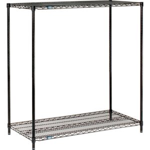 nexel black epoxy, 2 tier, wire shelving starter unit, 60" w x 14" d x 34" h