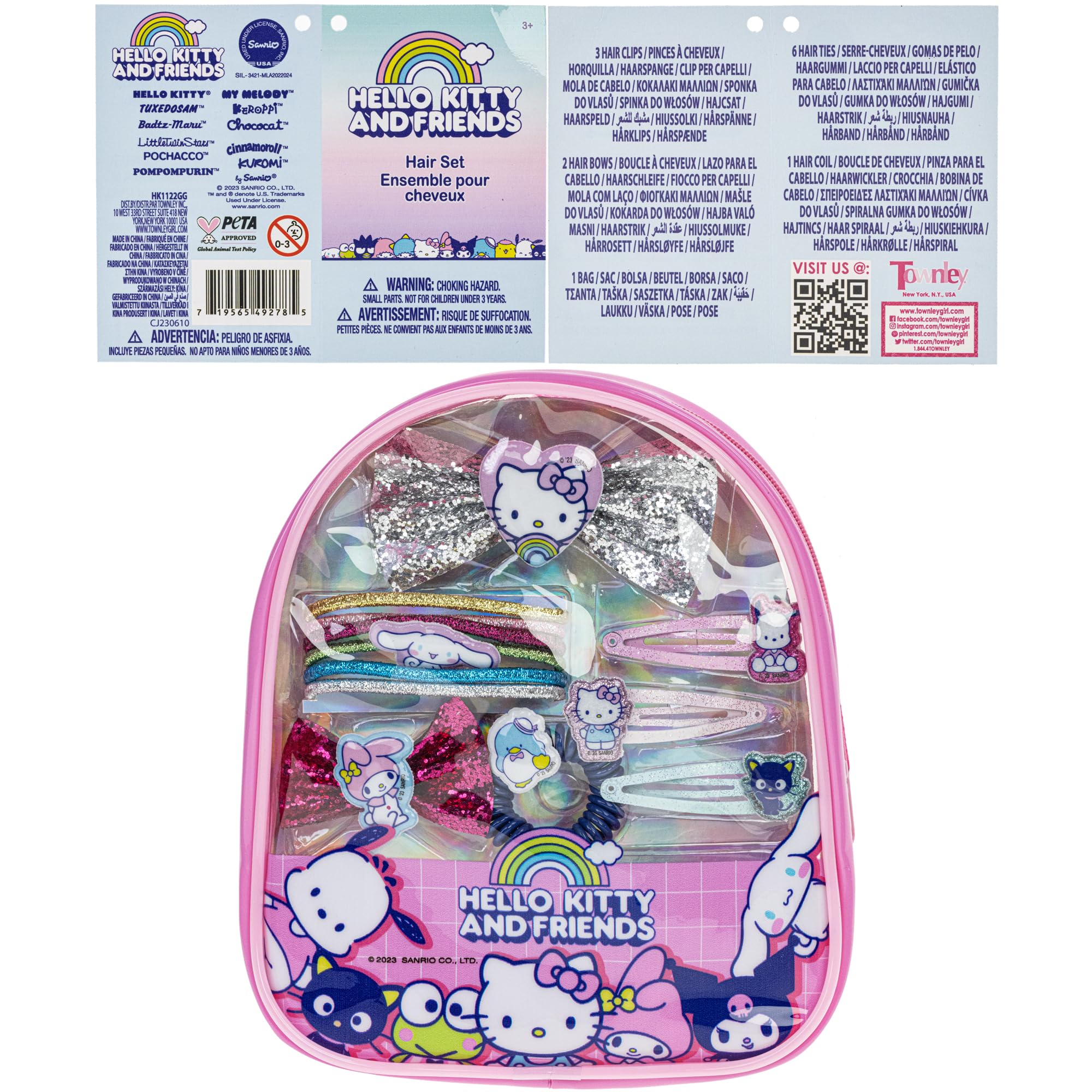 Hello Kitty and Friends Mini Backpack Hair Accessories Gift Bag Set includes for Kids Girls, Ages 3+ perfect for Birthdays, Parties, Sleepovers & Makeovers