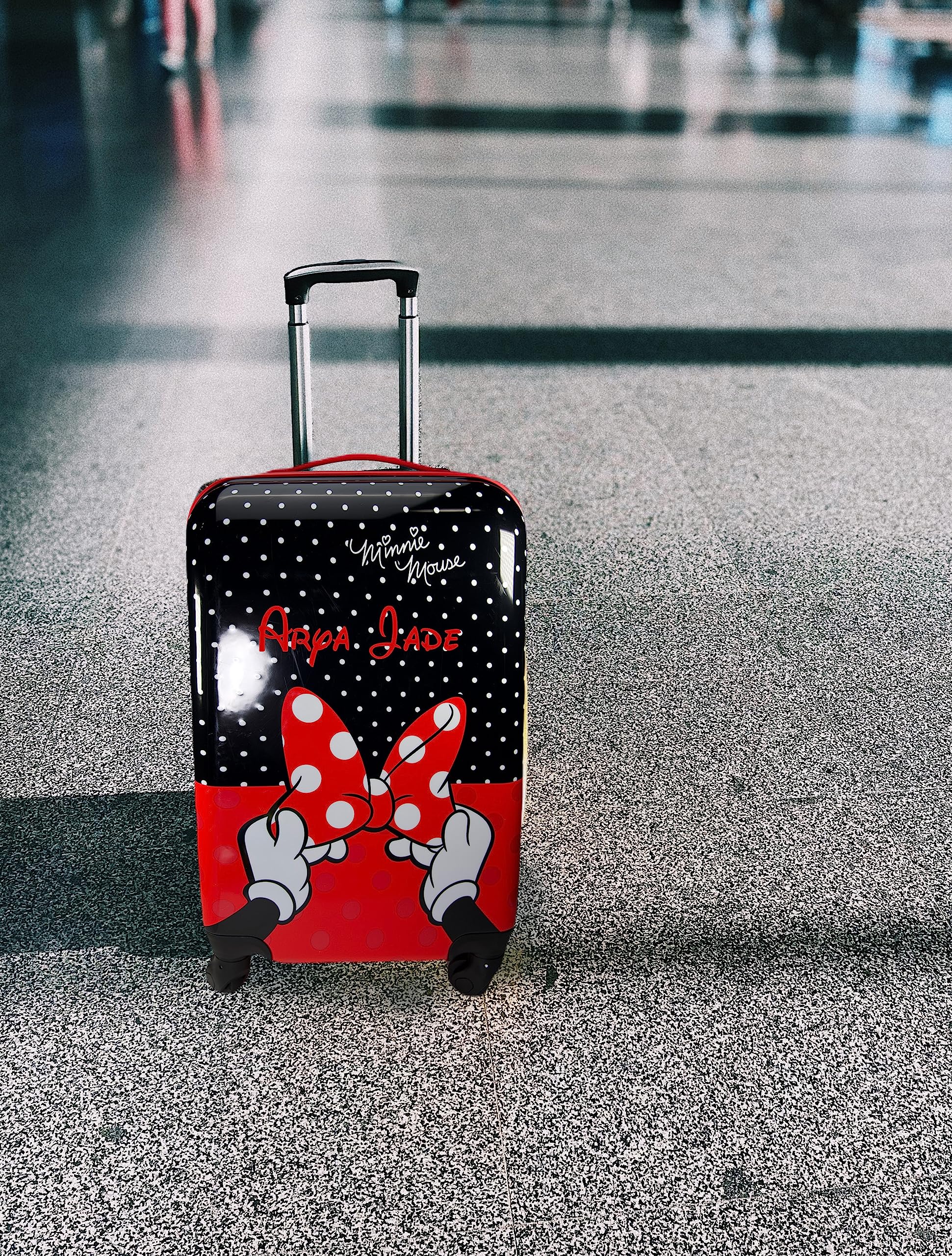 Disney Luggage Kids Suitcase Minnie Mouse Carry on Hardshell Rolling Spinner Suitcase Travel Bags Gifts Trip Accessories - Personalized Minnie Mouse with Your Name