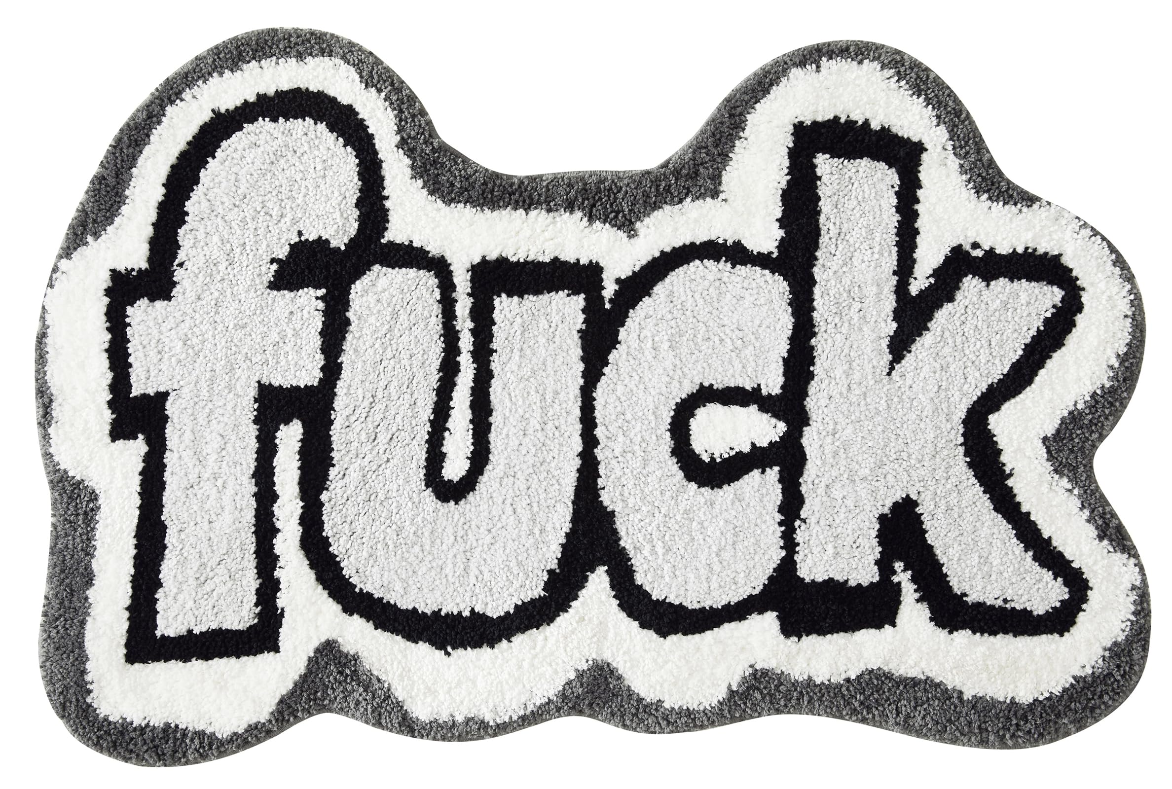 RoomTalks Funny Cute 2x3 Rugs for Bedroom Bathroom Dorm Kitchen Non Slip Machine Washable, Black White Gray Swear Words Funny Funky Cool Small Area Rug Fluffy Shaggy Bedside Accent Rug