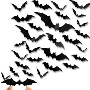 halloween bats 4 size bats wall decor halloween decorations indoor,122 pcs 3d bat,spooky hallowen decorations for bedroom home porch window,halloween party decorations