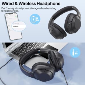 Lavales Bluetooth 5.2 Hybrid Active Noise Cancelling Headphones for Airplane Travel, 90H Playtime Wired and Wireless Over Ear ANC Headset for Adults, Android, Home Office