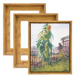 huacanvas 3pack canvas floater frames, canvas floating frame 3/4" depth, floater frames for canvas paintings, canvas picture frame,canvas frame,frame for canvas (8"x10", walnut brown)