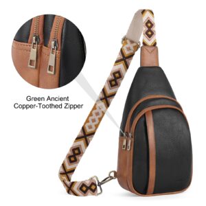 CLUCI Crossbody Bags for Women Leather Sling bag for Women Cross Body Bag Sling Backpack Crossbody Chest Bag Casual Daypack