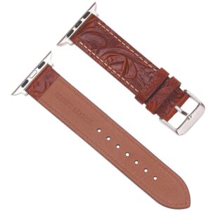 Leather Watch Bands Compatible with Apple Watch 38/40/41mm 42/44/45/49mm Women Genuine Leather Classic Vintage Replacement Strap for Men iWatch Series Ultra/8/7/SE/6/5/4/3/2/1 (42/44/45mm,