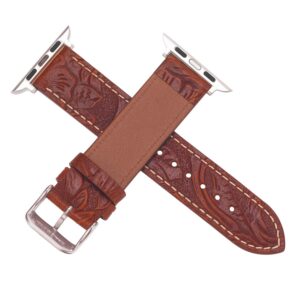 Leather Watch Bands Compatible with Apple Watch 38/40/41mm 42/44/45/49mm Women Genuine Leather Classic Vintage Replacement Strap for Men iWatch Series Ultra/8/7/SE/6/5/4/3/2/1 (42/44/45mm,