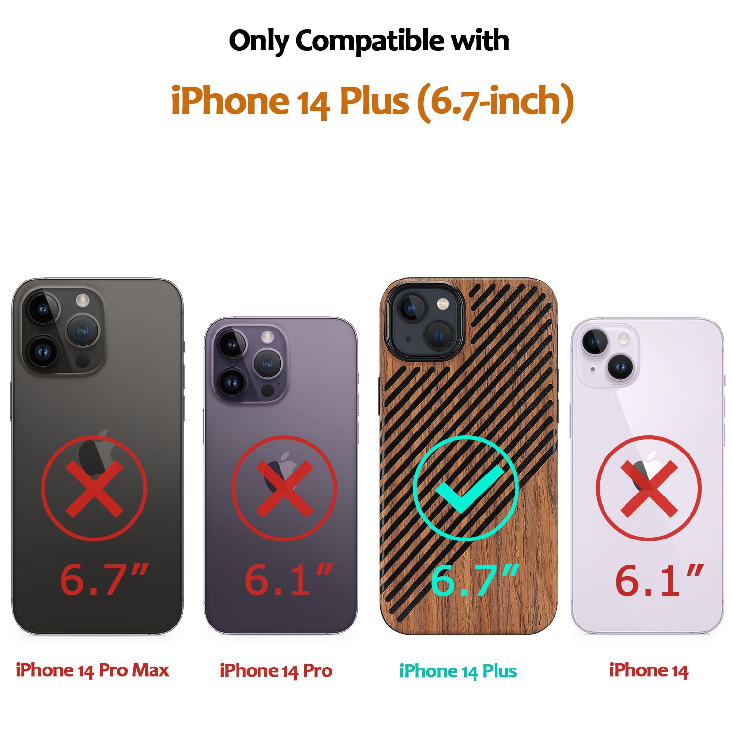 ZZDZZ Magnetic Case Compatible with iPhone 14 Plus Case [Compatible with MagSafe] Wood and Leather Design TPU Hybrid Shockproof Phone Case (Wood and Leather)