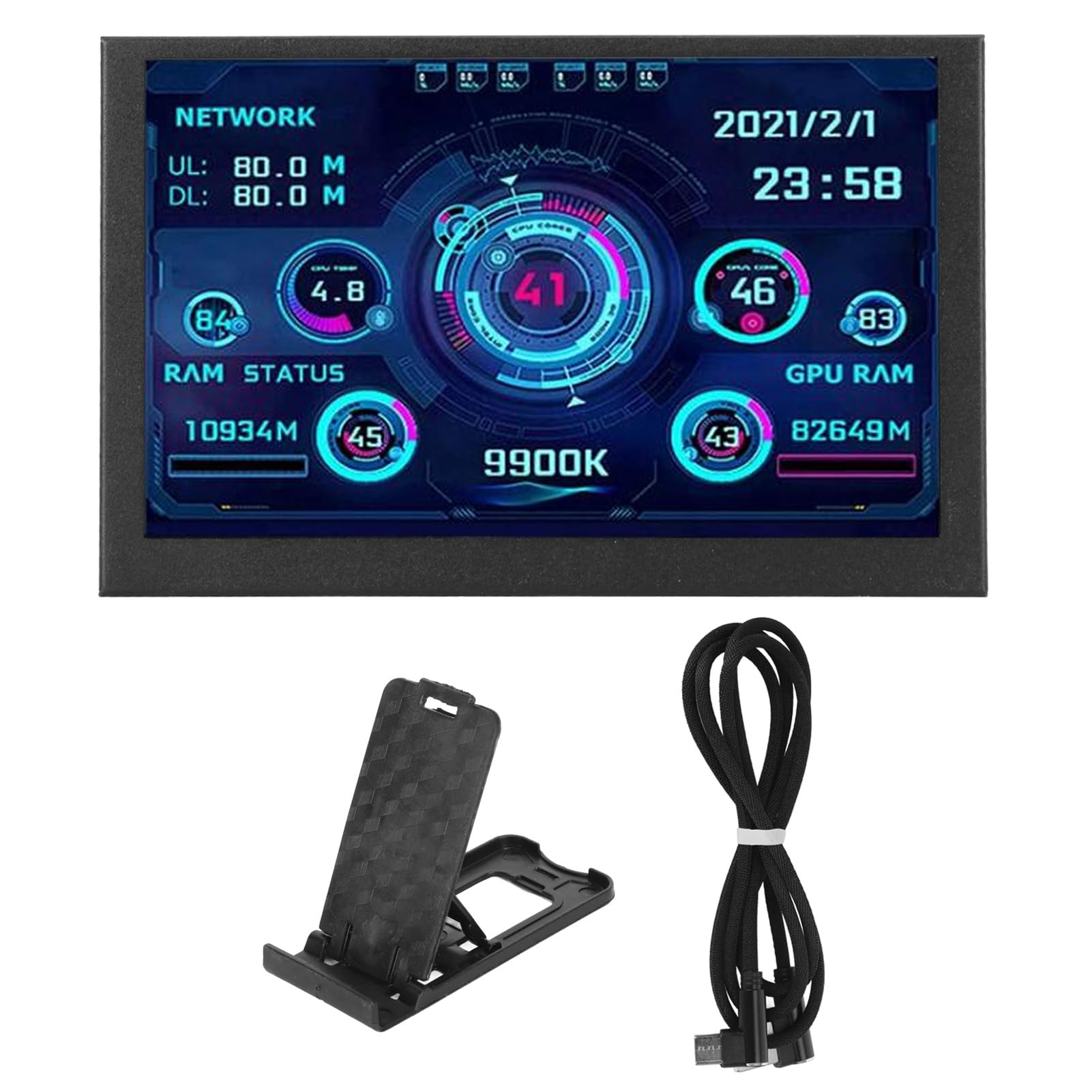 5 Inch IPS USB Mini Screen AIDA64 PC CPU GPU HDD Data Monitor Computer Temperature Display Type C Sub Screen for RaspberryPi Linux Windows Desktop Gaming Chassis