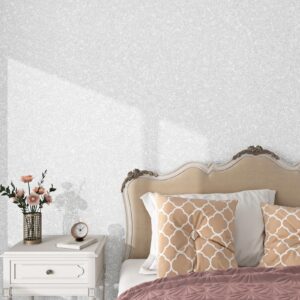 FunStick Pearl White Glitter Wallpaper Peel and Stick Decorative Sparkle Glitter Wallpaper Self Adhesive White Glitter Contact Paper for Walls Cabinets Dresser Crafts White Fabric Wall Paper 15.8"x80"