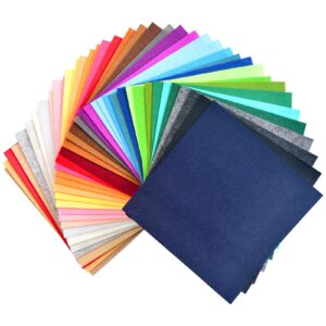 40pcs felt fabric sheets - 6 x 6 inches, 1mm thick diy craft felt in 40 assorted colors - ideal for patchwork, school projects and decorations (15 x 15cm)