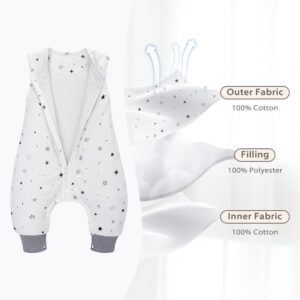 Baby Sleep Sack with Feet 2.5 TOG Winter Toddler Sleeping Sack Combed Cotton Baby Wearable Blanket for Early Walkers (Stars, 12-24 Months)