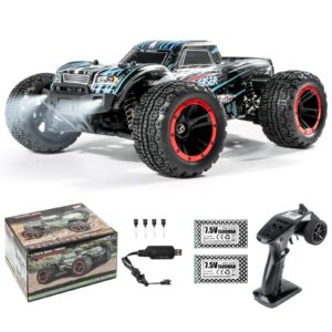 double delight remote control car, 1:14 scale rc truck 38+ km/h speed, 2.4g all-terrain off-road truck toy gifts for boys and adults with 2 rechargeable batteries provide 40+ min playtime (blue)