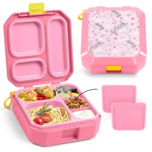 amazinglife lunch box for girls, kids bento lunch box with compartments, salad container for lunch, kids school supplies ideal for ages 3+, drop-proof, reusable on-the-go meal and snack packing