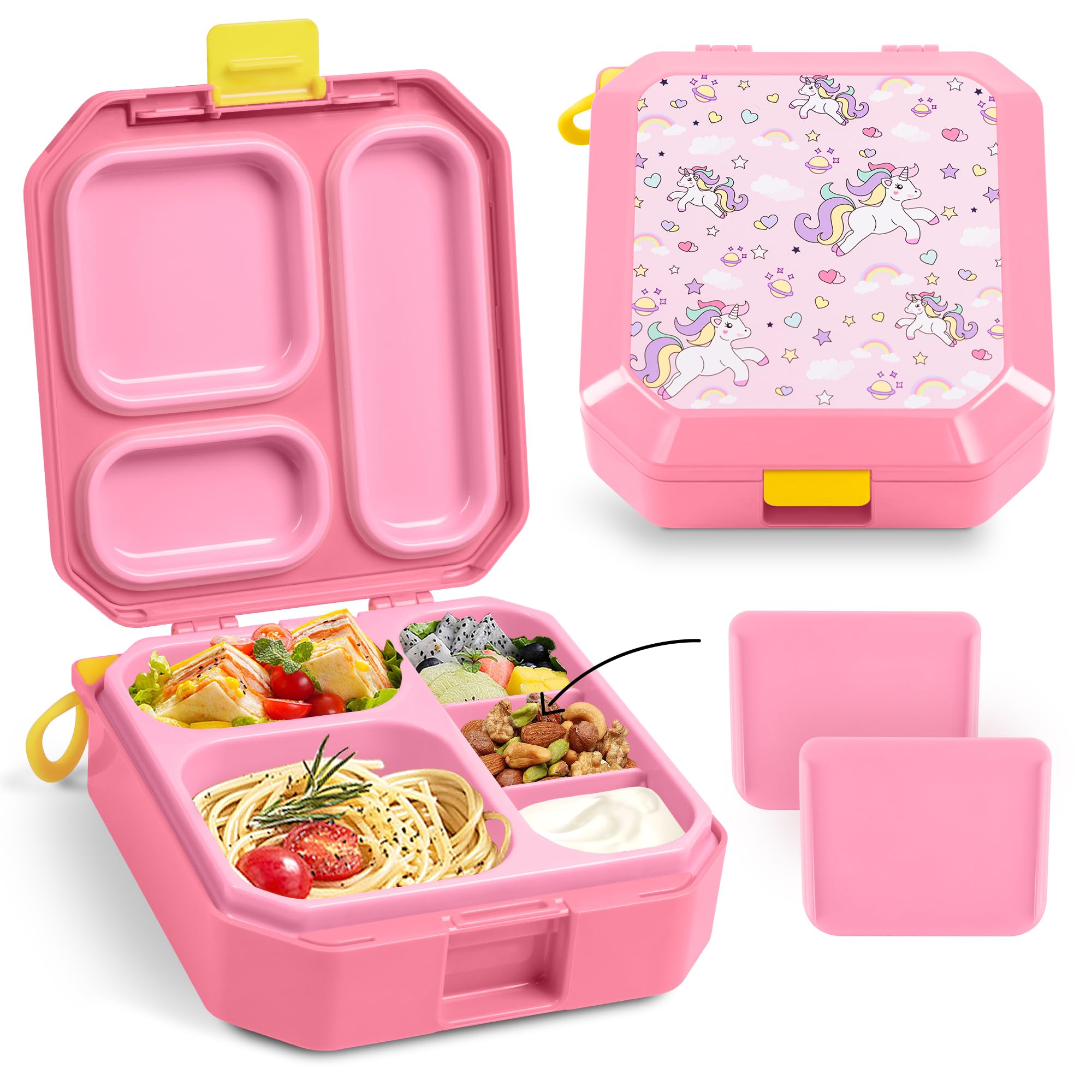 AmazingLife Lunch Box for Girls, Kids Bento Lunch Box with Compartments, Salad Container for Lunch, Kids School Supplies Ideal for Ages 3+, Drop-Proof, Reusable On-the-Go Meal and Snack Packing