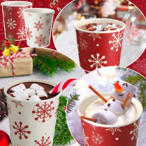 Jinei 200 Pcs 9 oz Christmas Paper Cups Christmas Disposable Coffee Cup Hot Chocolate Cocoa Cup For Xmas Christmas Party Supplies Tea Coffee Paper Cups for Party Holidays Hot Cold Drinks (Cute)