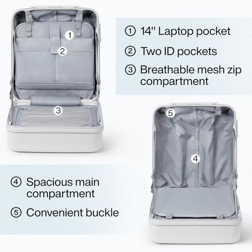 Hanke 16 Inch Underseat Carry On Luggage with Spinner Wheels Hard Shell Suitcases Mini Small Carry On Bag for Airline Approved TSA Luggage Lightweight Travel Suit Case(Smoke White)