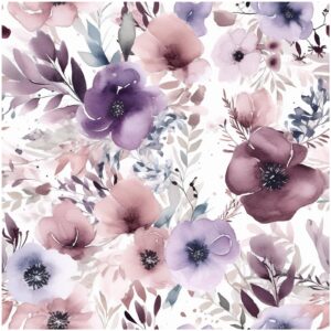 haokhome 93349 floral peel and stick wallpaper removable wall paper mauve/purple/white vinyl stick on wall contact paper 17.7in x 9.8ft