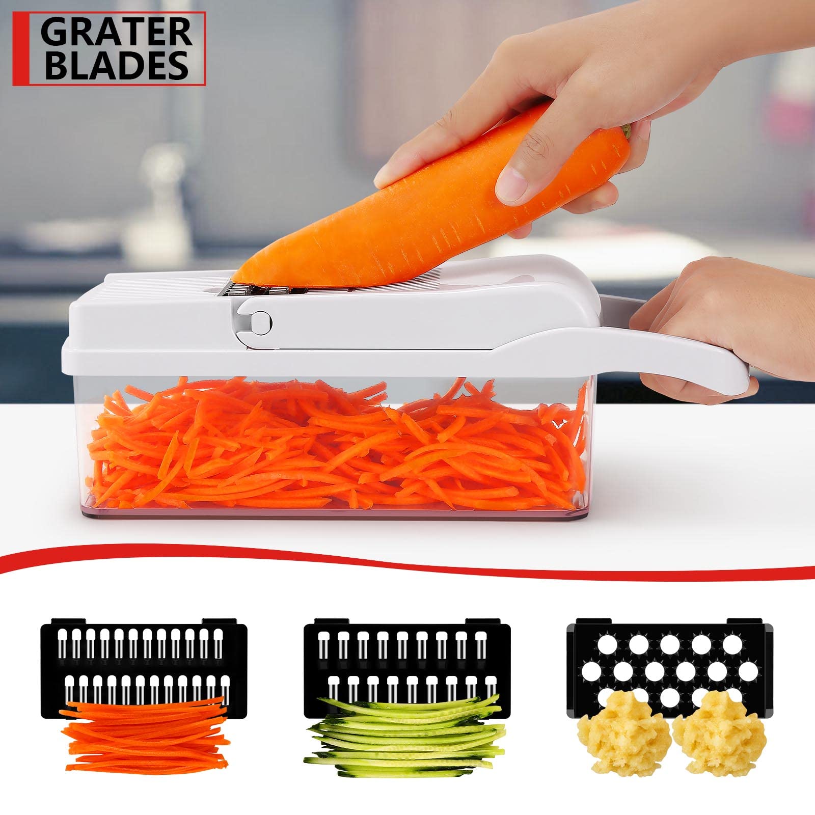 Professional All-in-1 Vegetable Chopper, Veggie Chopper, Chopper Vegetable Cutter, Onion Chopper, Food Dicer Chopper, Mandoline Slicer 9 Inserts