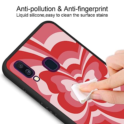 zaztify Phone Case for Samsung Galaxy A40, Red Butterfly Swirl Incline Coffee Latte Valentine Color Block Shockproof Protective Anti-Slip Thin Soft Cover Shell