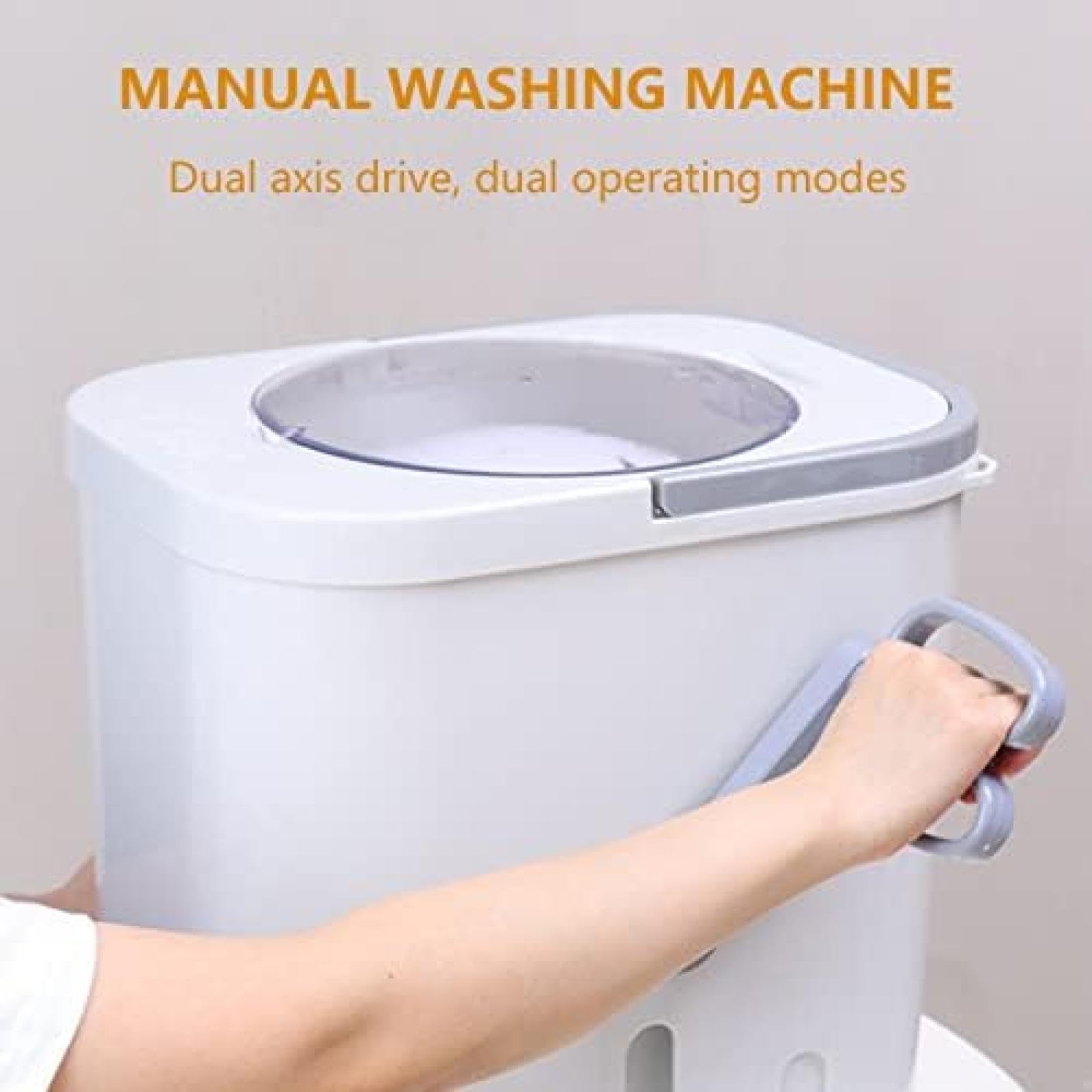 INLIMA Mini Portable Non-Electric Manual Washing Machine,Compact Hand Crank Rotary Washer,Labor-Saving Laundry Alternative, Small Mobile Clothes Washer for Dormitory, Apartment, Camping