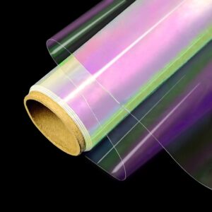 1 roll 50ft iridescent cellophane roll, iridescent wrapping paper, holographic cellophane wrap roll, cellophane wrap for gift baskets flower crafts candy gifts wrapping paper, 50' long x 17" wide