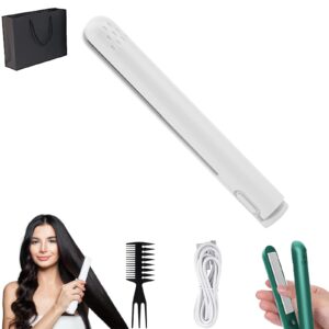 mini dual-purpose curling iron - ceramic mini hair curler, 2 in 1 mini hair curler, mini short hair curling iron, small hair curler iron for travel, cordless curling iron rechargeable (white)