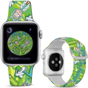 sjiangqiao compatible with apple watch band rick and morty 38mm 40mm 41mm soft silicone magic fancy strap compatible with iwatch series se 9 8 7 6 5 4 3 2 1 kids men women