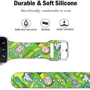 Sjiangqiao Compatible with Apple Watch Band Rick and Morty 38mm 40mm 41mm Soft Silicone Magic Fancy Strap Compatible with iWatch Series SE 9 8 7 6 5 4 3 2 1 Kids Men Women