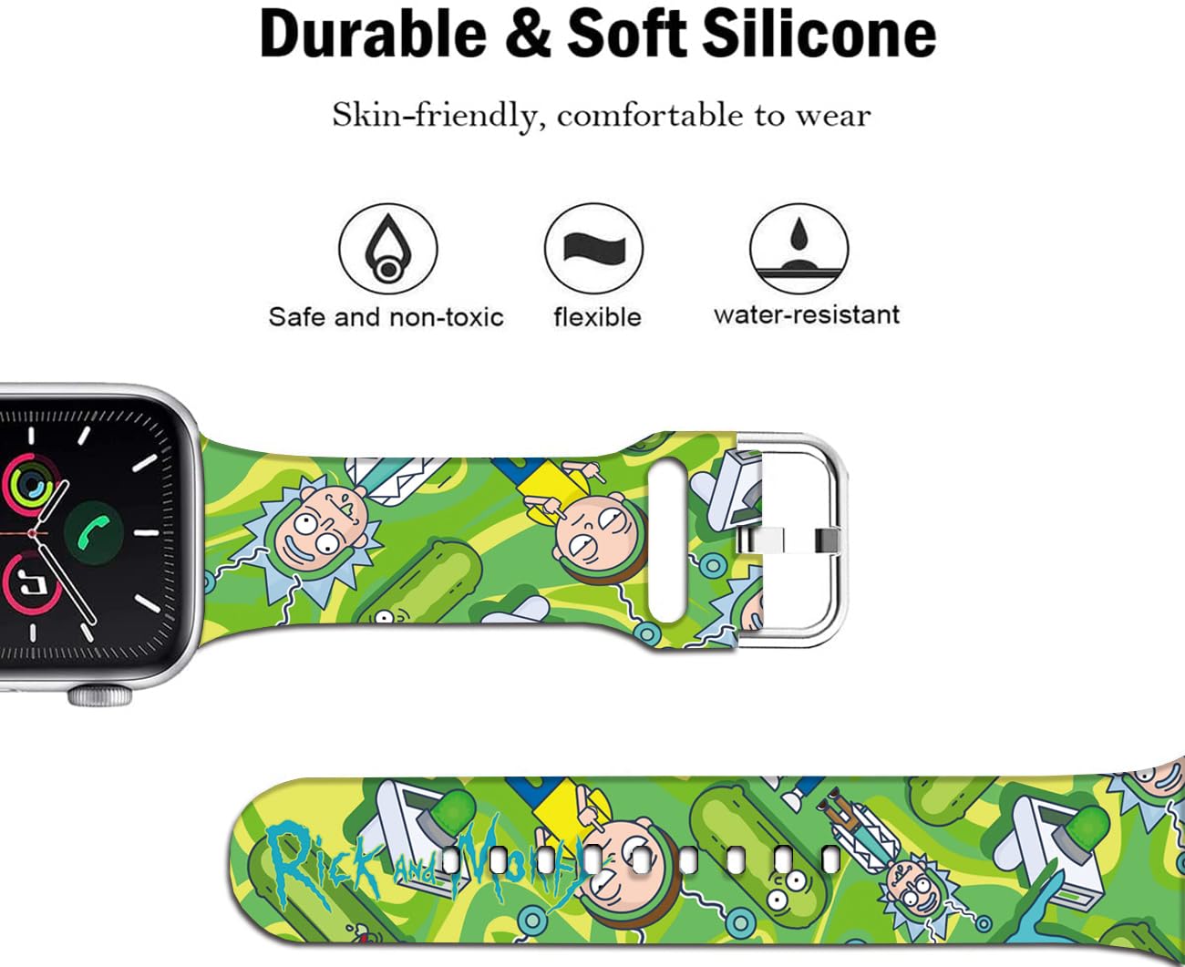 Sjiangqiao Compatible with Apple Watch Band Rick and Morty 38mm 40mm 41mm Soft Silicone Magic Fancy Strap Compatible with iWatch Series SE 9 8 7 6 5 4 3 2 1 Kids Men Women