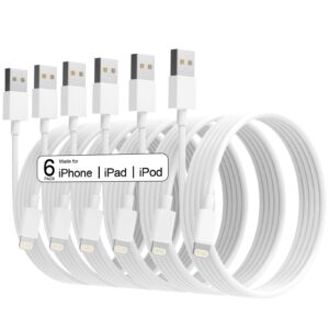 6pack(3/3/6/6/6/9 ft) original [apple mfi certified] iphone charger fast charging lightning cable iphone charger cord compatible iphone 14/13/12/11 pro max/xs max/xr/xs/x/8/7 plus ipad airpods