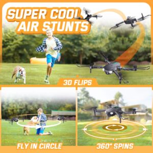 SOTAONE S400 Drone with Camera for Adults Kids, 1080P HD Foldable Mini Drones for Boys Girls, Remote Control Helicopter Toys Gifts with Auto-hovering, One Key Start, Self-spin, 3 Speeds, 2 Batteries