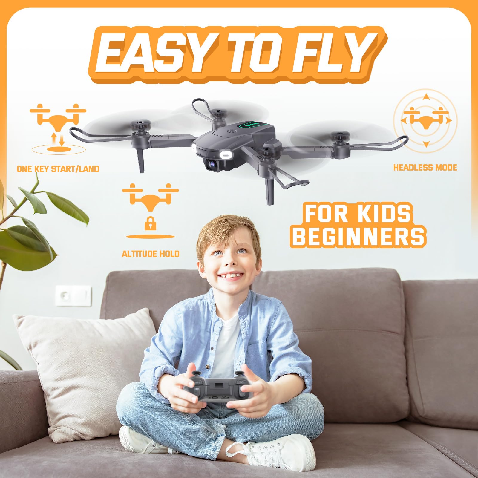 SOTAONE S400 Drone with Camera for Adults Kids, 1080P HD Foldable Mini Drones for Boys Girls, Remote Control Helicopter Toys Gifts with Auto-hovering, One Key Start, Self-spin, 3 Speeds, 2 Batteries