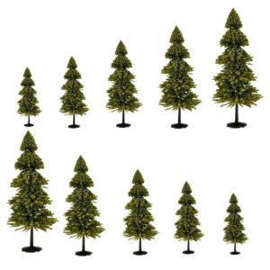 alblinsy 10pcs green scenery landscape model cedar trees train scenery landscape pine miniature diorama trees mixed model for road architecture building diy decoration