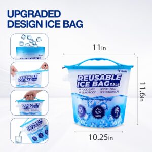 Yitote Reusable Ice Bag(Set of 2)– 2.5lb Ice Cube Bag,Ice Packs for Cooler,Leakproof Ice Bag Long Lasting Dry Freezer Packs for Camping Hiking and Drinks