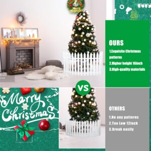 Extra Large 16” Christmas Tree Fence, 12pcs Christmas Tree Gate, White Picket Fence for Kids, Toddlers, Christmas Tree Barrier&Protector for Dogs, Cats