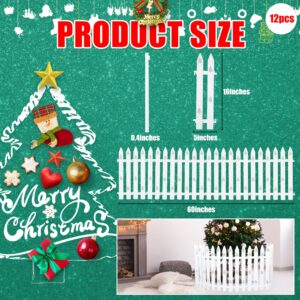 Extra Large 16” Christmas Tree Fence, 12pcs Christmas Tree Gate, White Picket Fence for Kids, Toddlers, Christmas Tree Barrier&Protector for Dogs, Cats