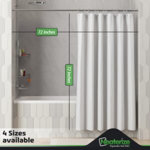 NEATERIZE Shower Curtain White - Hotel Style Shower Curtains for Bathroom with Waffle Design, 72x72 Inches - White Fabric Shower Curtain - Cortinas de Baño Elegantes