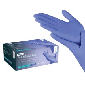 medicom assuretouch pure nitrile medical exam gloves, large 3-mil 200 count, disposable latex free gloves, powder free