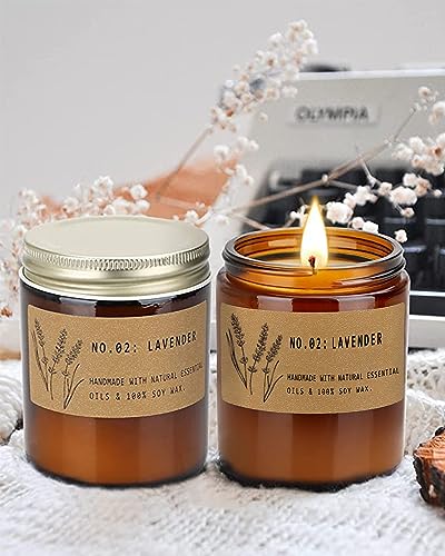 Candles for Home Scented, 4 Pack 28 Oz Candles Gifts for Women, Large Soy Scented Candles, Lavender Fresh Rose Long Lasting Aromatherapy Amber Candle Set for Women Men Birthday Thanksgiving Christmas