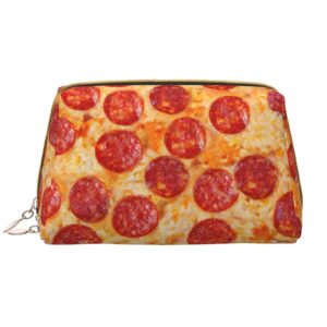 womens cosmetic bag compatible with pizza pepperoni pattern, makeup bag pouch, luxury portable coin purse travel bags case, lightweight pencil pen organizer, water resistant bag with zipper