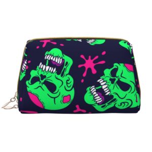 womens cosmetic bag compatible with cool funny zombie skull, makeup bag pouch, luxury portable coin purse travel bags case, lightweight pencil pen organizer, water resistant bag with zipper