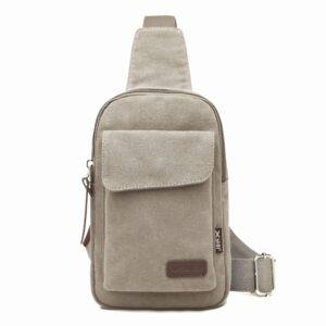 wxnow canvas sling bag crossbody backpack for women & men chest bag (light grey)